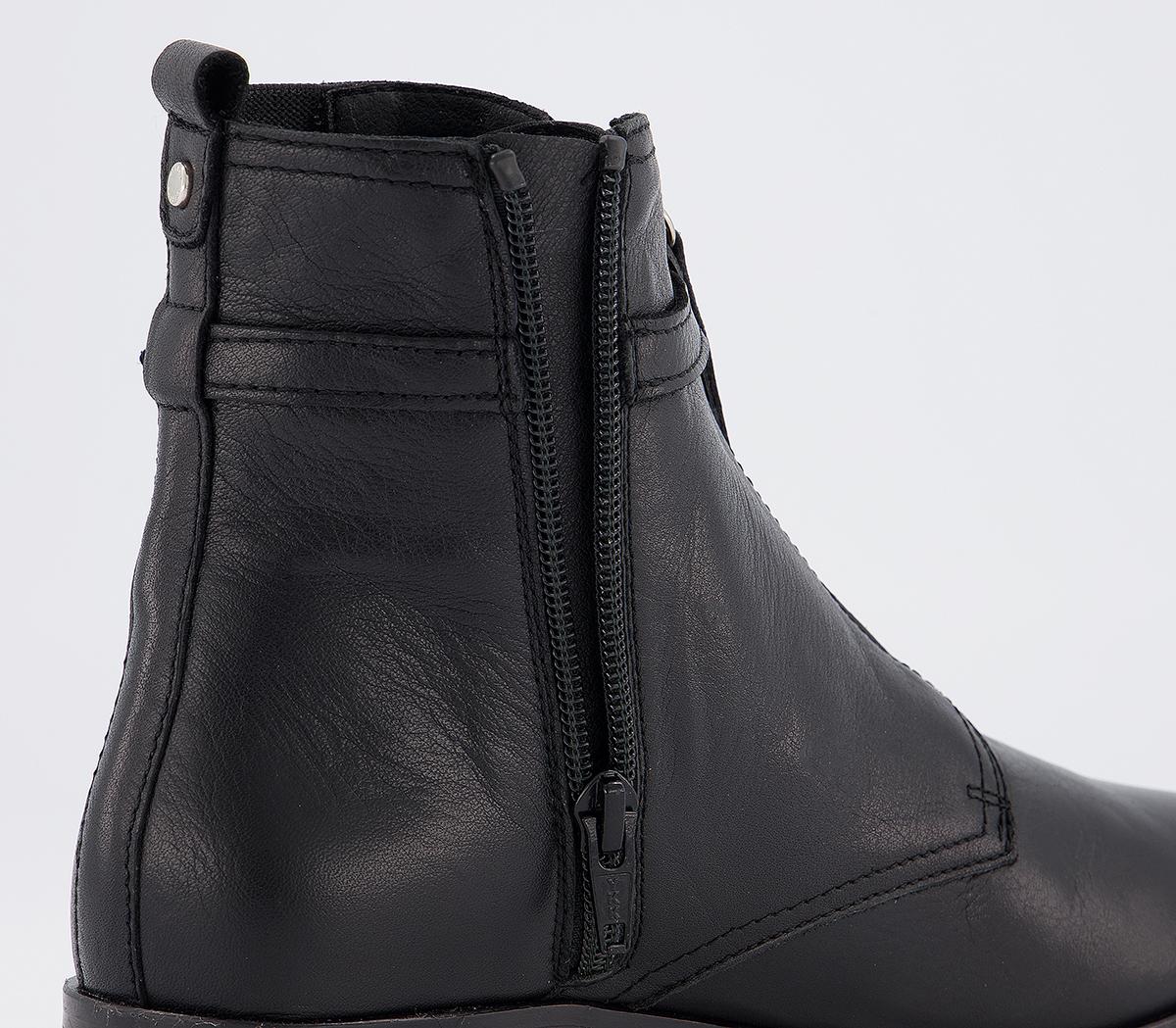 OFFICE Arrange Small Zip Front Boots Black Leather - Women's Ankle Boots