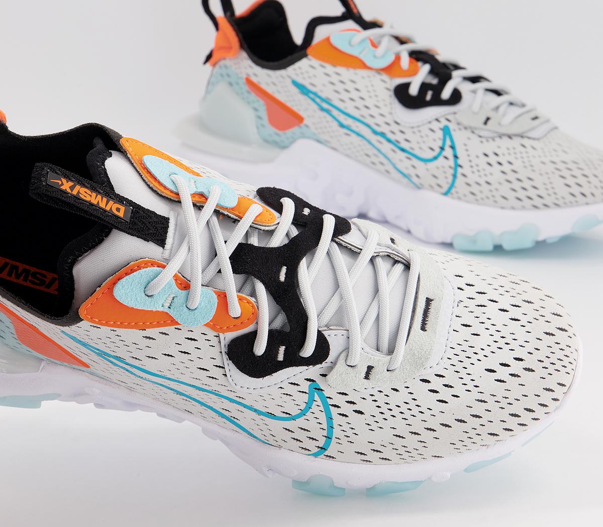 Nike Nike React Vision Trainers Pure Platinum Turquoise Blue Orange ...