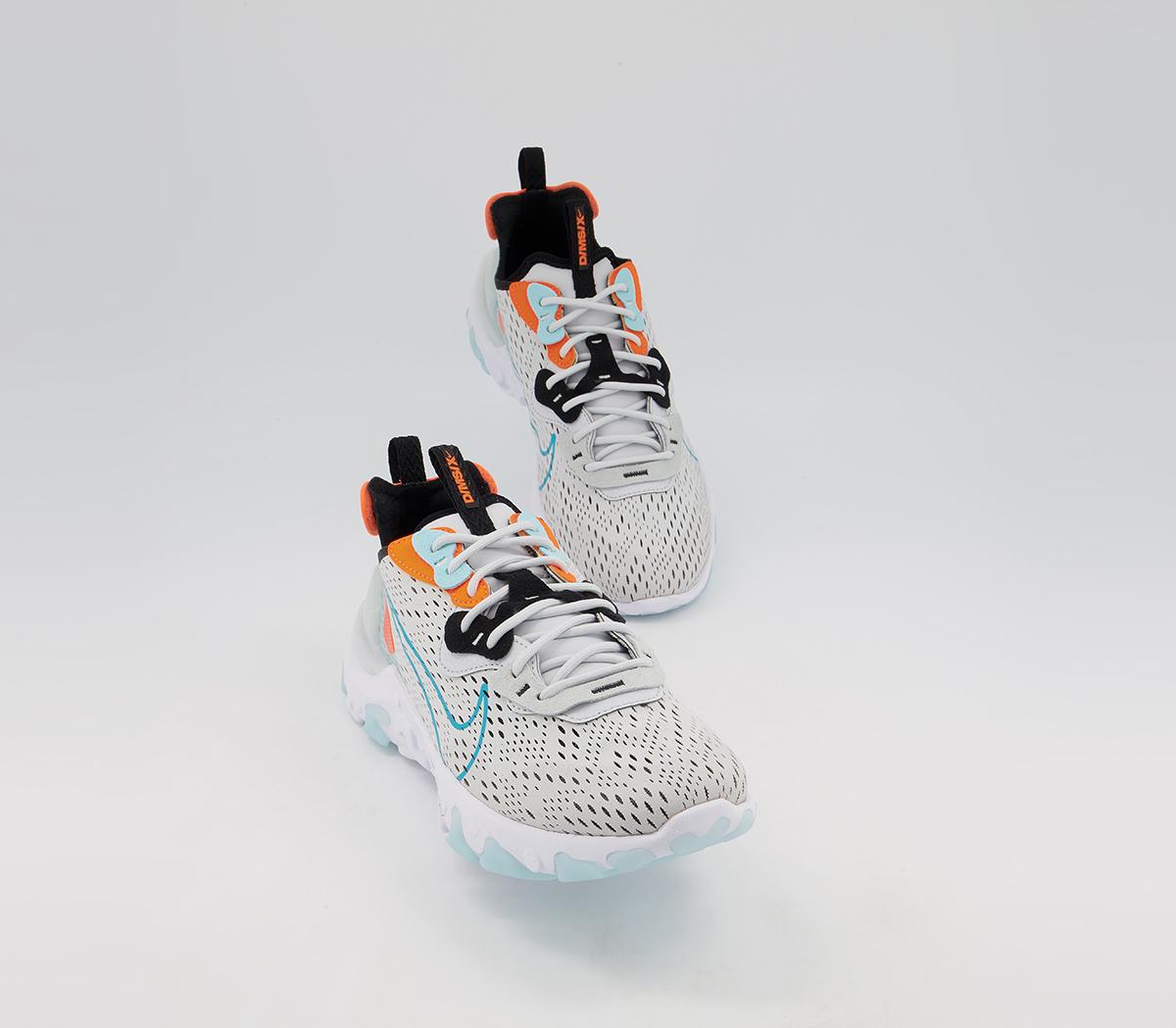 Nike Nike React Vision Trainers Pure Platinum Turquoise Blue Orange ...