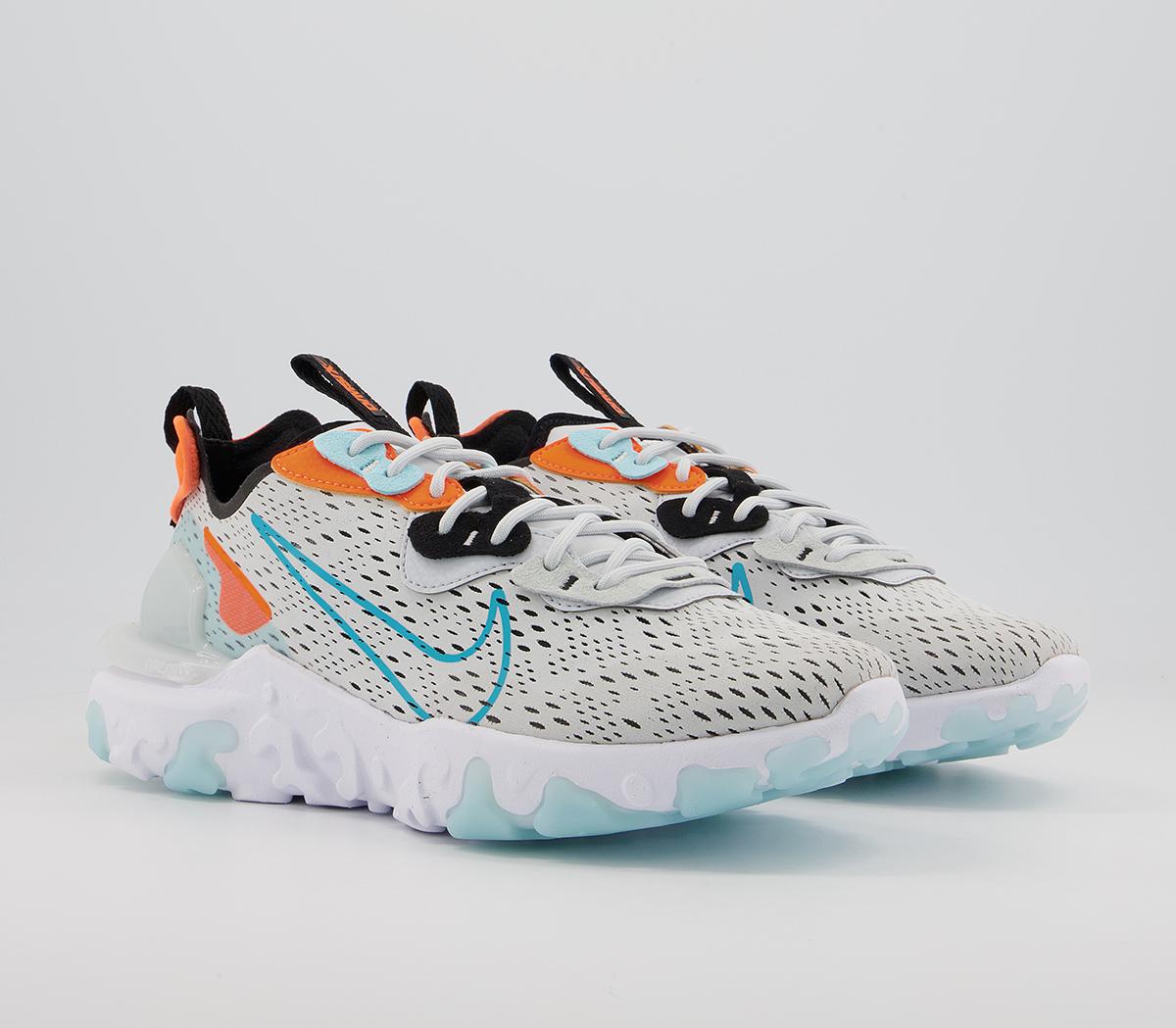 Nike Nike React Vision Trainers Pure Platinum Turquoise Blue Orange ...