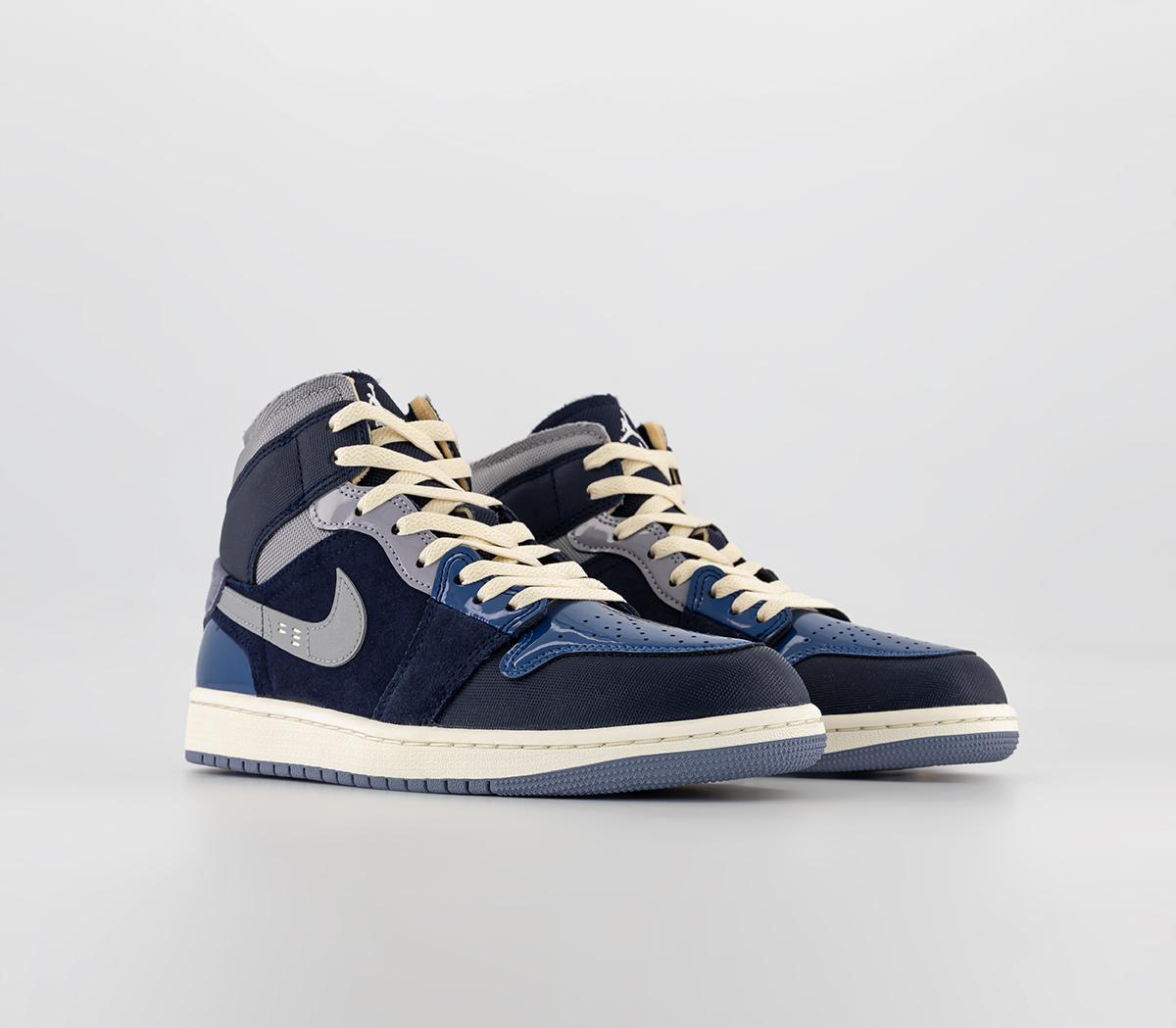 Jordan Air Jordan 1 Mid Trainers Obsidian White French Blue Ashen Slate ...