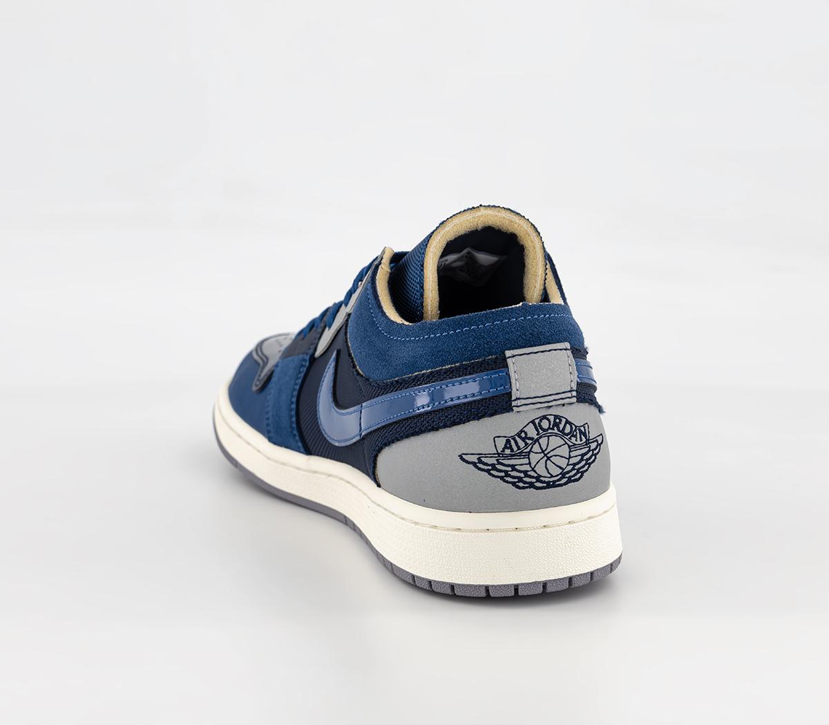 Jordan Air Jordan 1 Low Trainers Obsidian Ashen Slate French Blue Sail ...