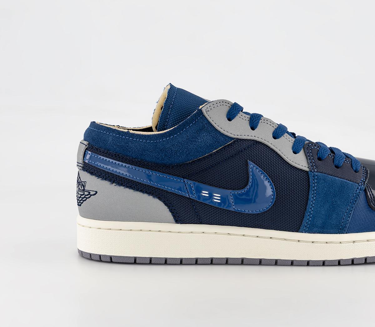 Jordan Air Jordan 1 Low Trainers Obsidian Ashen Slate French Blue Sail ...