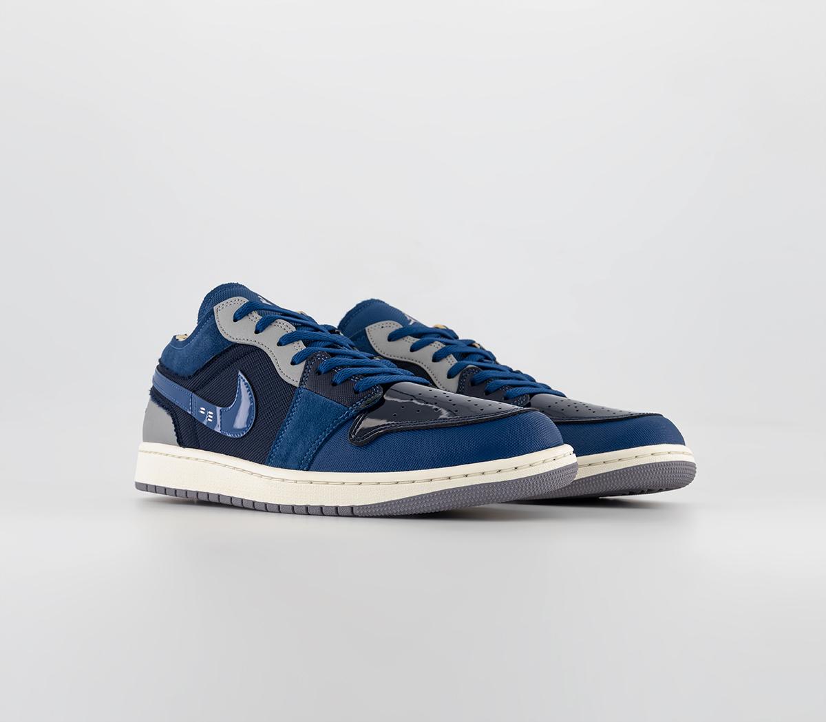 Jordan Air Jordan 1 Low Trainers Obsidian Ashen Slate French Blue Sail ...
