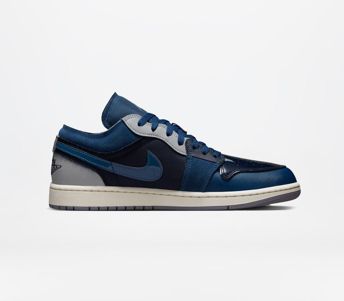 Jordan Air Jordan 1 Low Trainers Obsidian Ashen Slate French Blue Sail ...