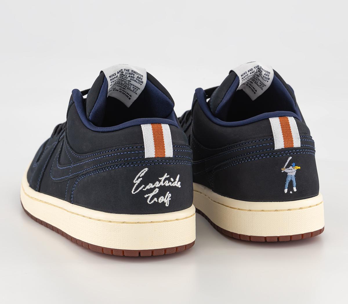 Jordan Air Jordan 1 Low Trainers Midnight Navy White - Men's Trainers