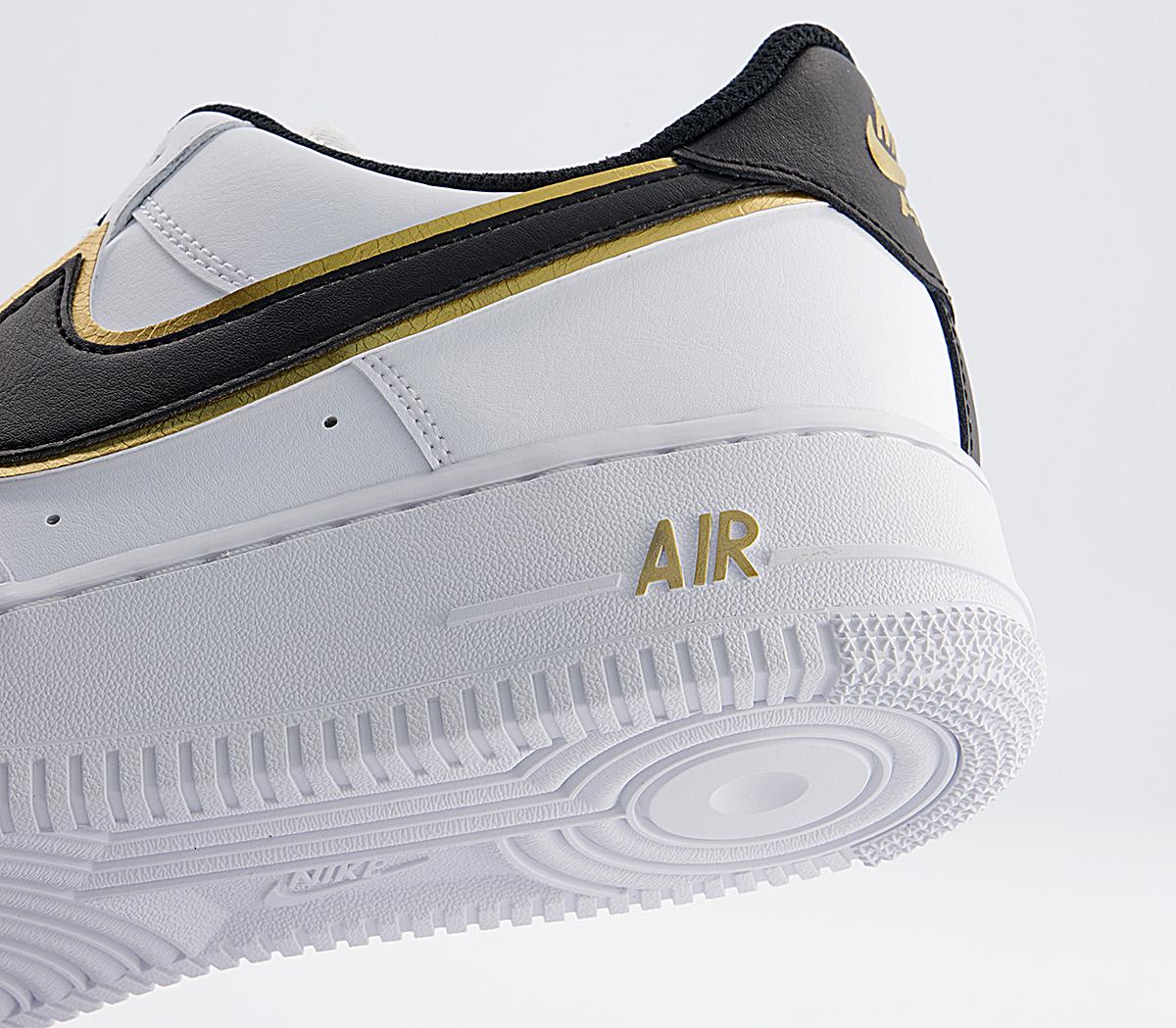 Nike Air Force 1 Lv8 Trainers White Black Metallic Gold White - Nike ...