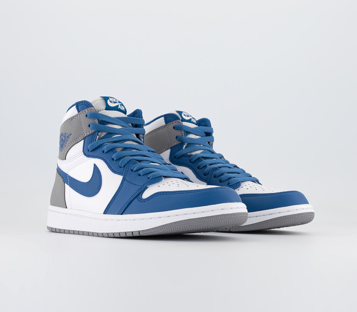 Jordan Air Jordan 1 High Trainers True Blue White Cement Grey - Unisex ...