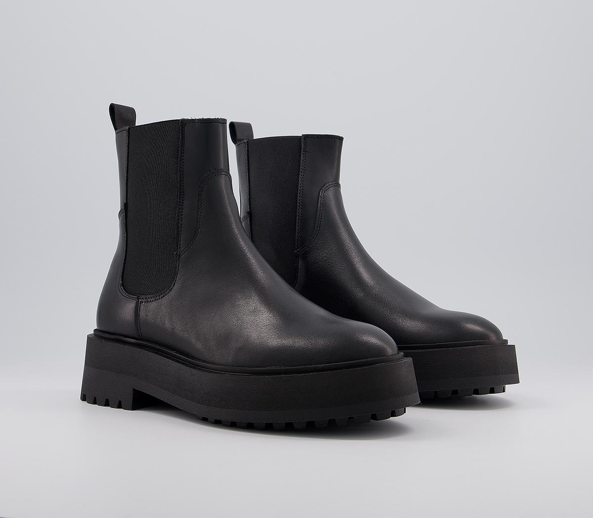 OFFICE Assemble Smooth Sole Chelsea Boots Black Leather - Women's Ankle ...