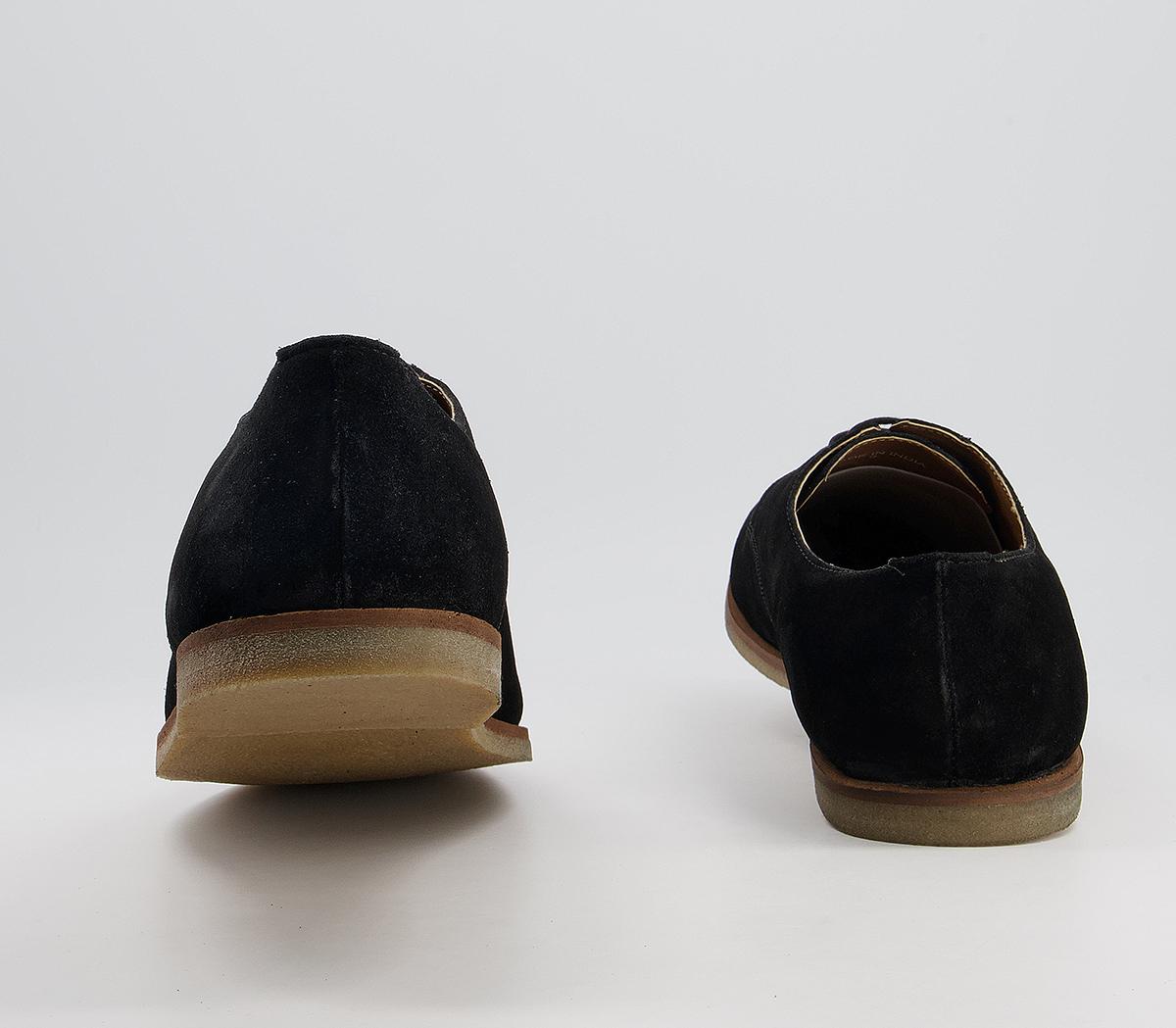 Walk London Danny Derby Shoes Black Suede - Men's Casual Shoes