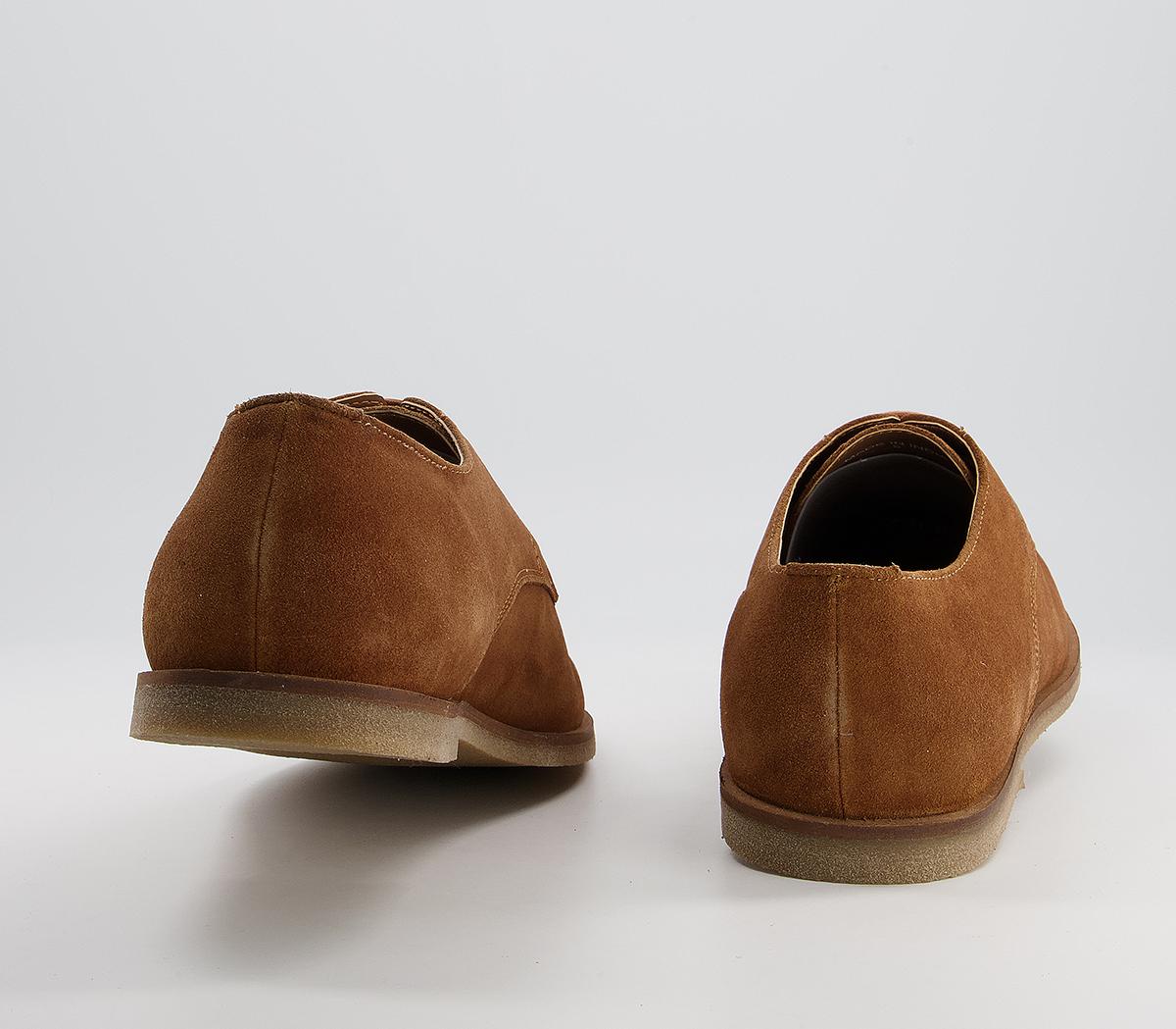 Walk London Danny Derby Shoes Tan Suede - Men's Casual Shoes