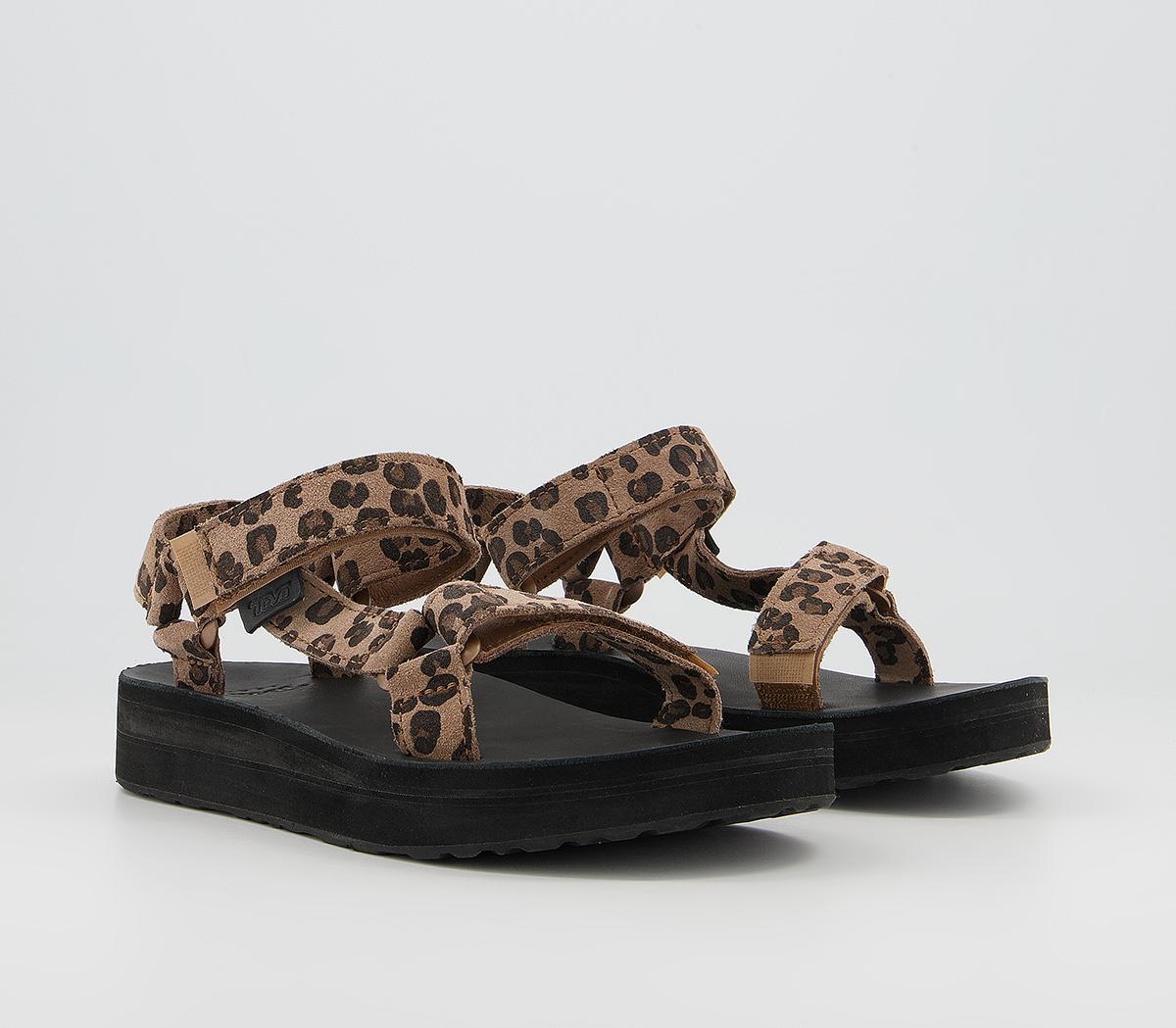 Teva Midform Universal Leather Sandals Leopard - Women’s Sandals