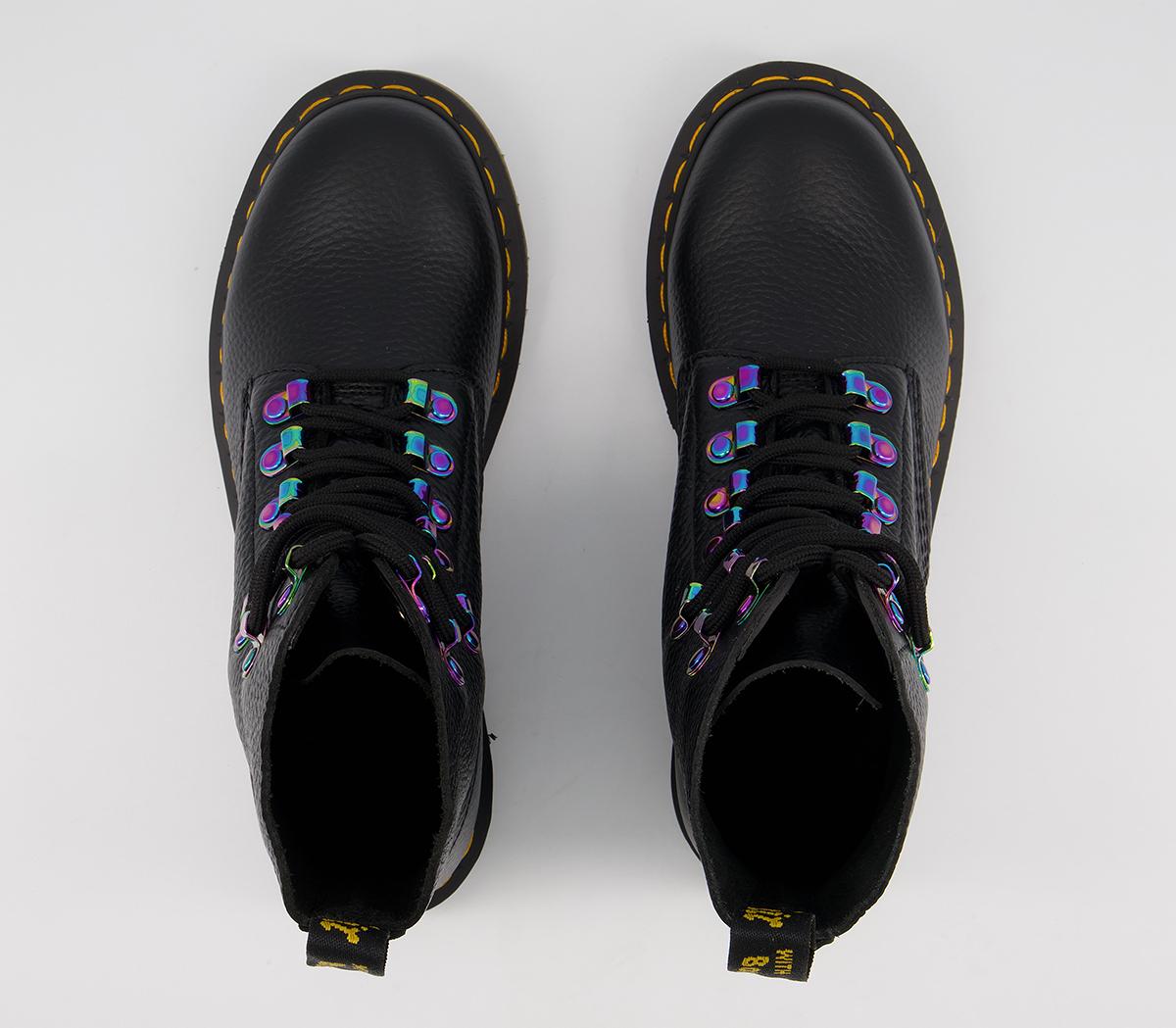 Dr. Martens 1460 Iridescent Hardware Boots Black - Women's Ankle Boots