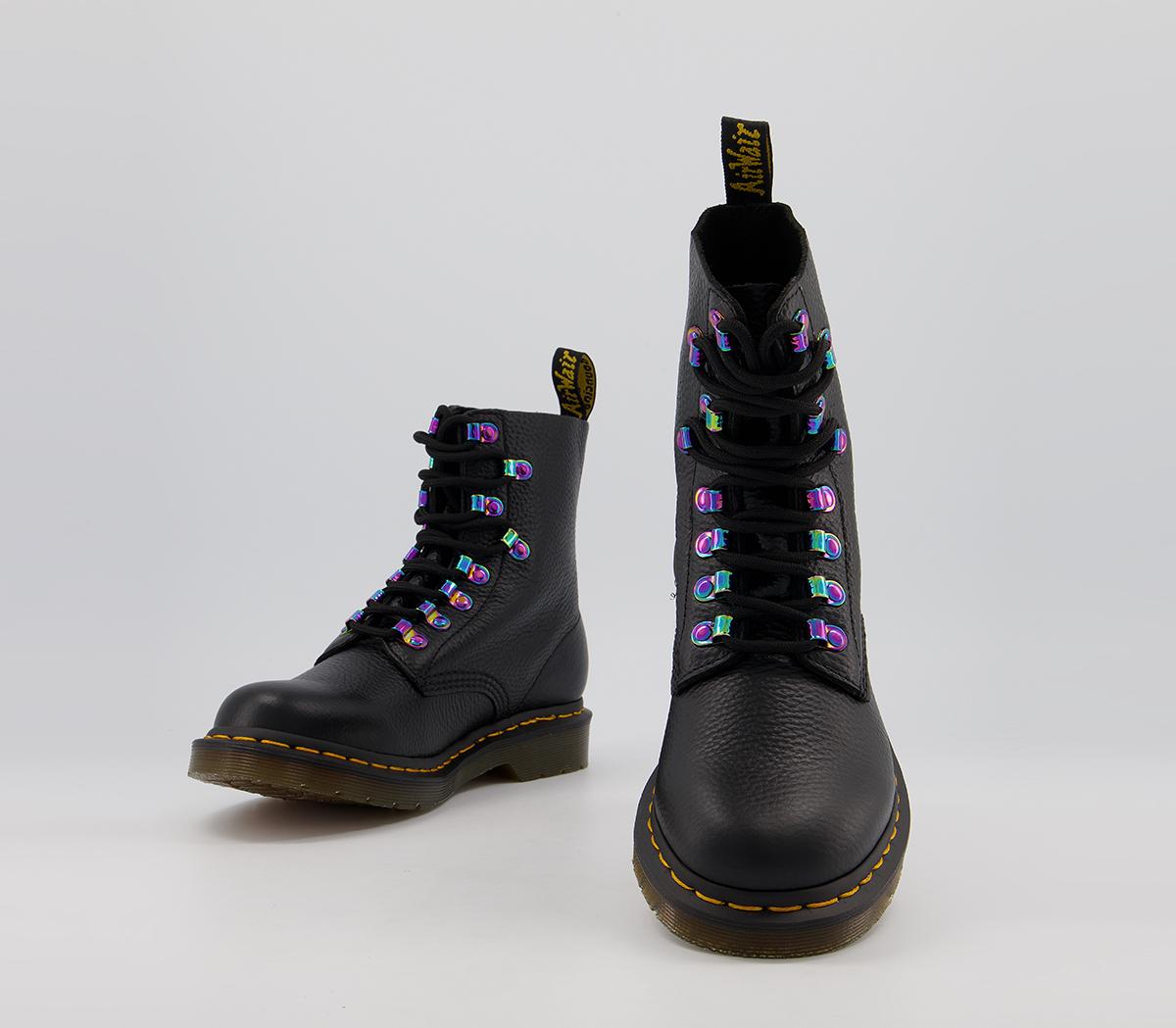 Dr. Martens 1460 Iridescent Hardware Boots Black - Women's Ankle Boots