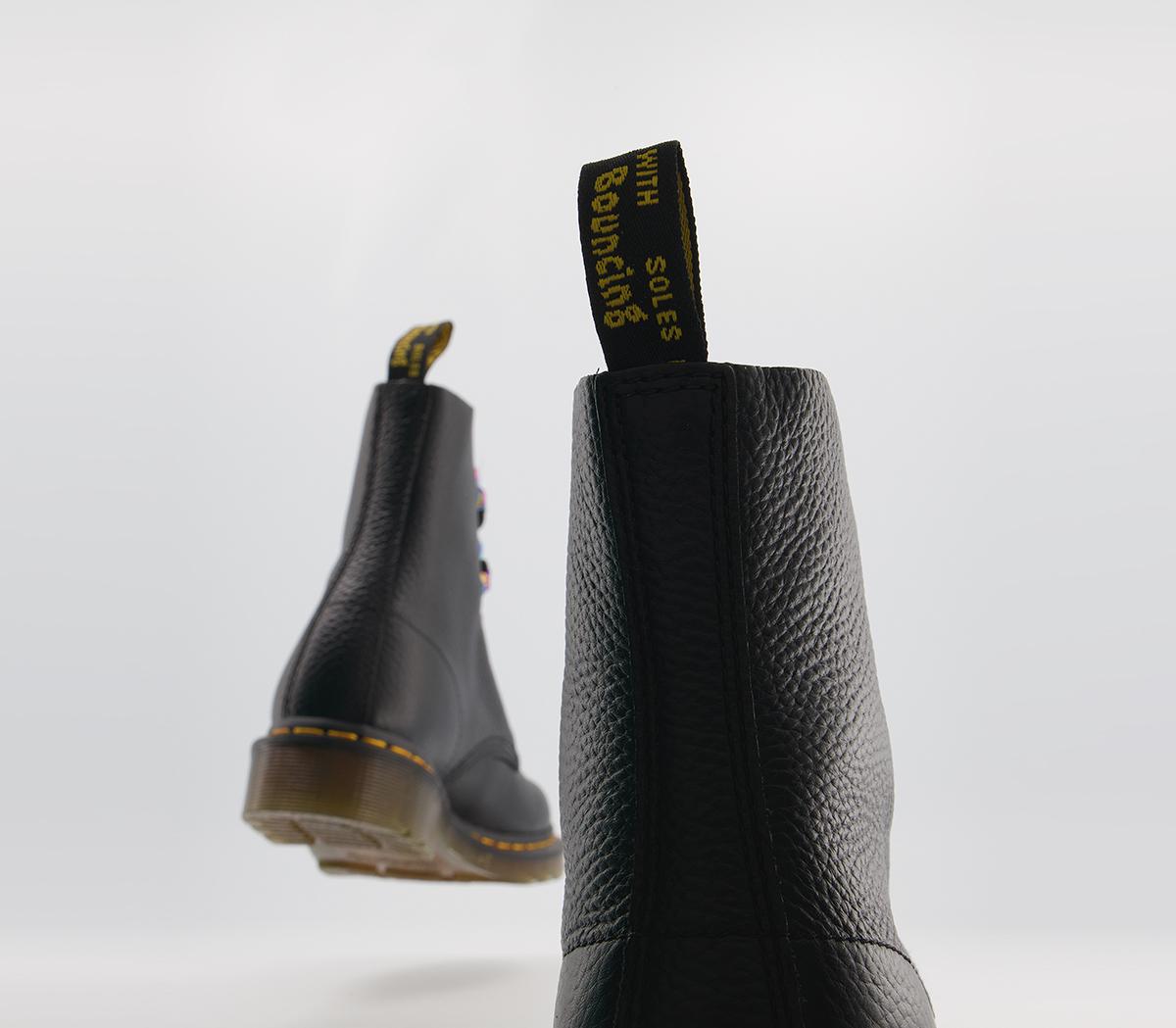 Dr. Martens 1460 Iridescent Hardware Boots Black - Women's Ankle Boots