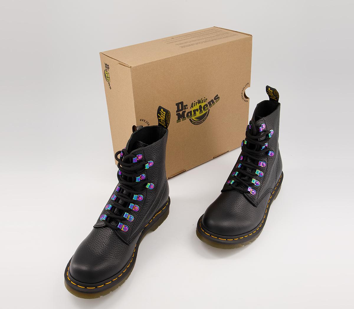 Dr. Martens 1460 Iridescent Hardware Boots Black - Women's Ankle Boots