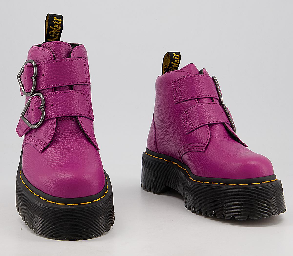 Dr. Martens Devon Heart Boots Fuchsia - Women's Ankle Boots