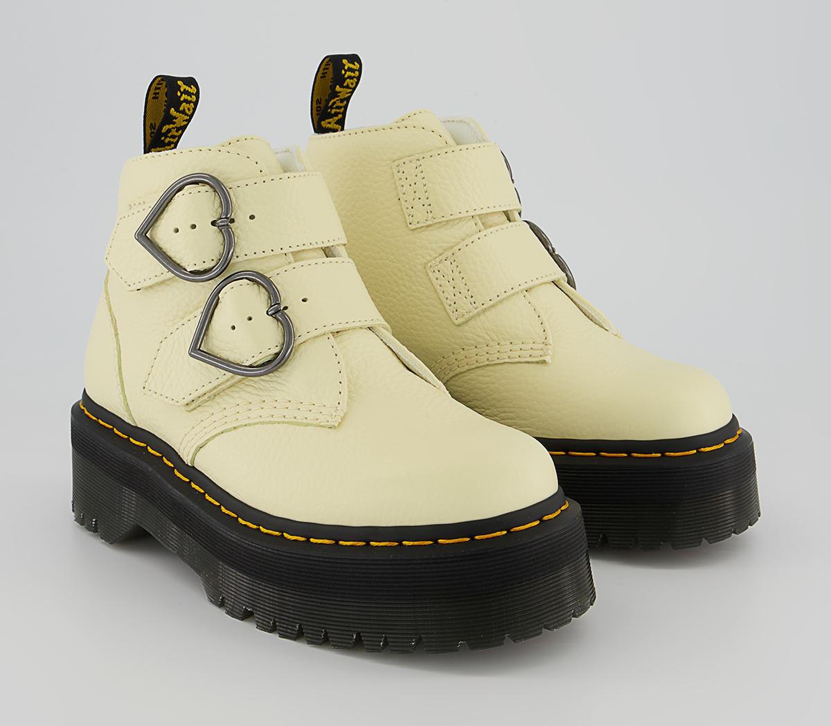Dr. Martens Devon Heart Boots Toile Cream Milled Nappa - Women's Boots