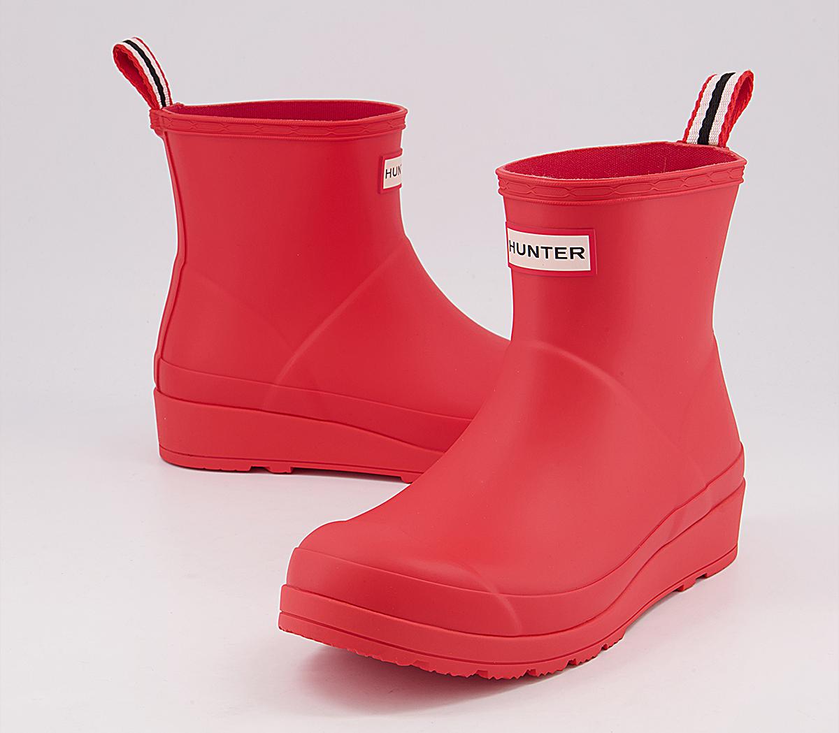 Hunter Original Play Short Boots Logo Red - Women's Ankle Boots