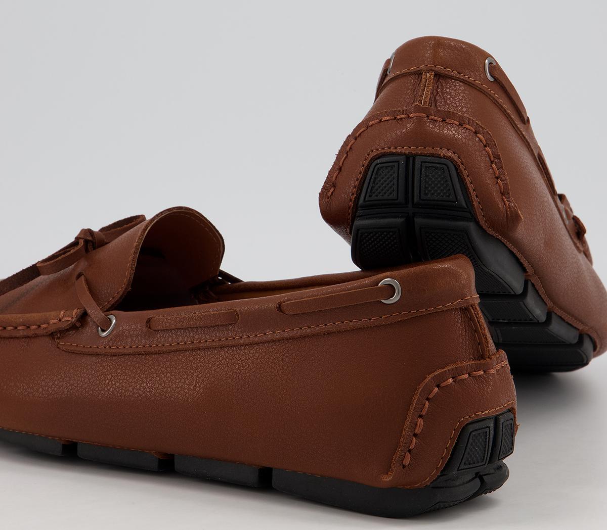 OFFICE Chevy Tie Leather Drivers Tan Tumbled Leather - Men's Casual Shoes