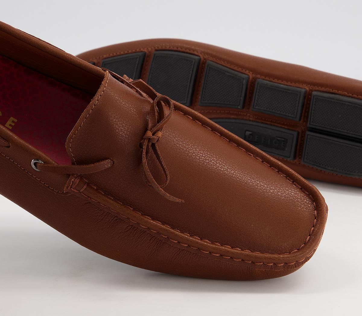 OFFICE Chevy Tie Leather Drivers Tan Tumbled Leather - Men's Casual Shoes