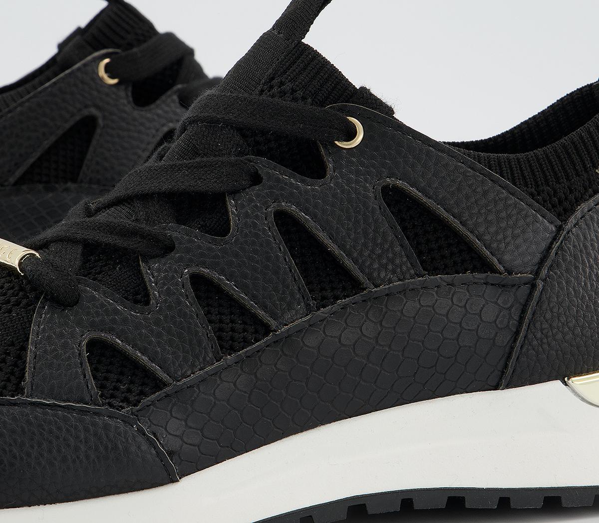OFFICE Faithful Lace Up Runners Black Knit Mix - Flat Shoes for Women