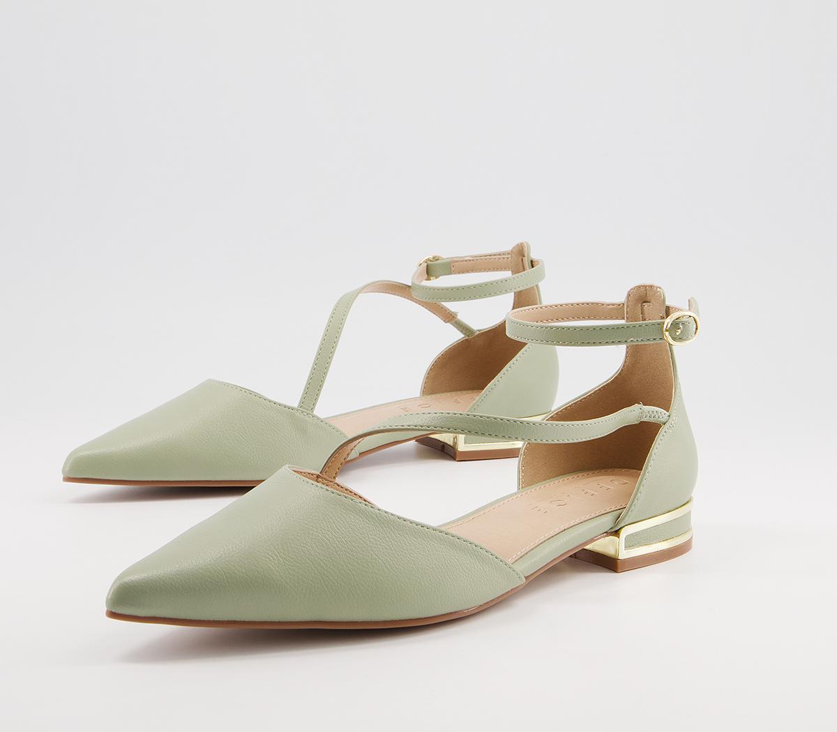 OFFICE Further Asymmetric Pointed Shoes Sage - Flat Shoes for Women