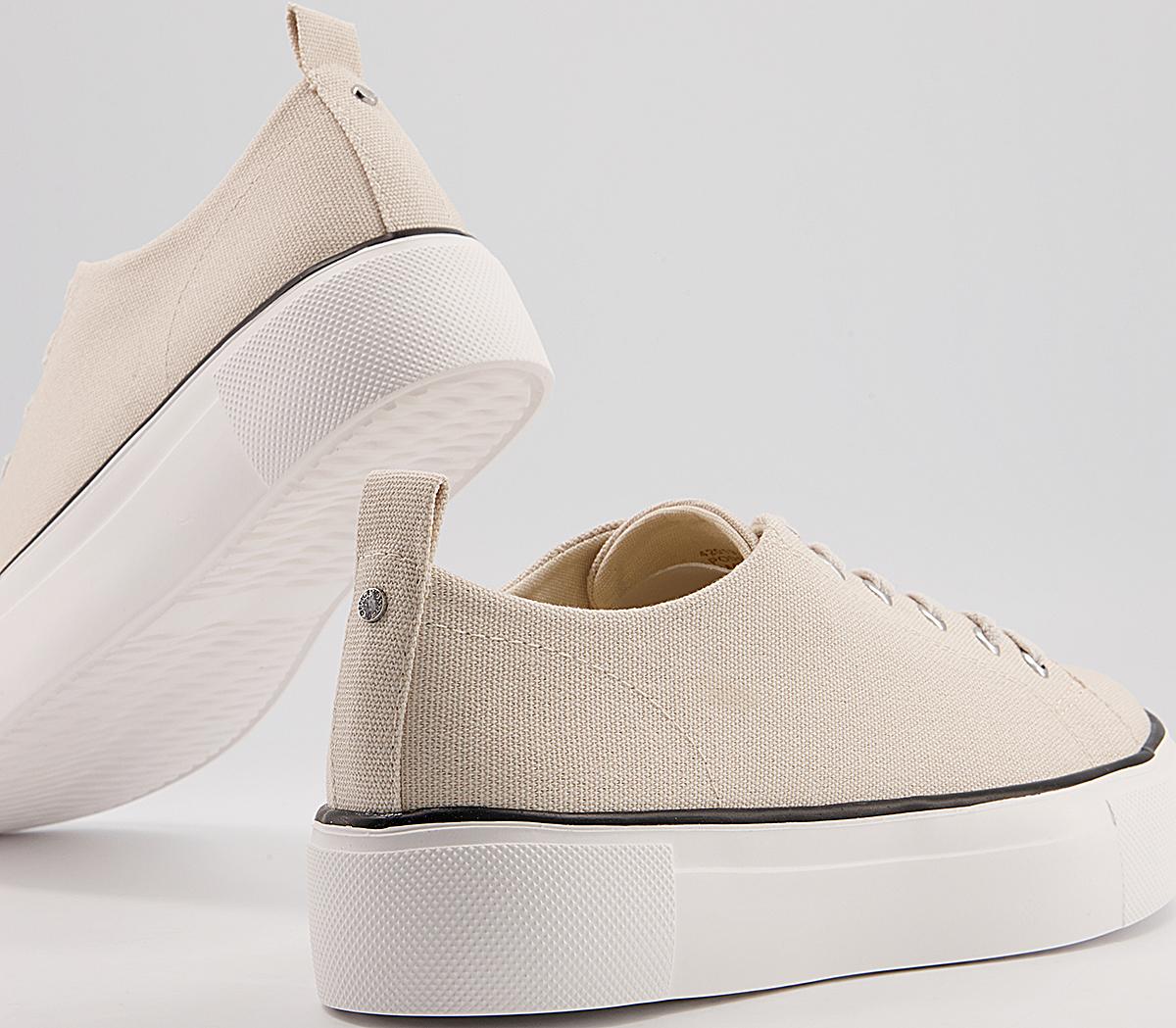 OFFICE Fazing Flatform Lace Up Trainers Cream Canvas - Flat Shoes for Women