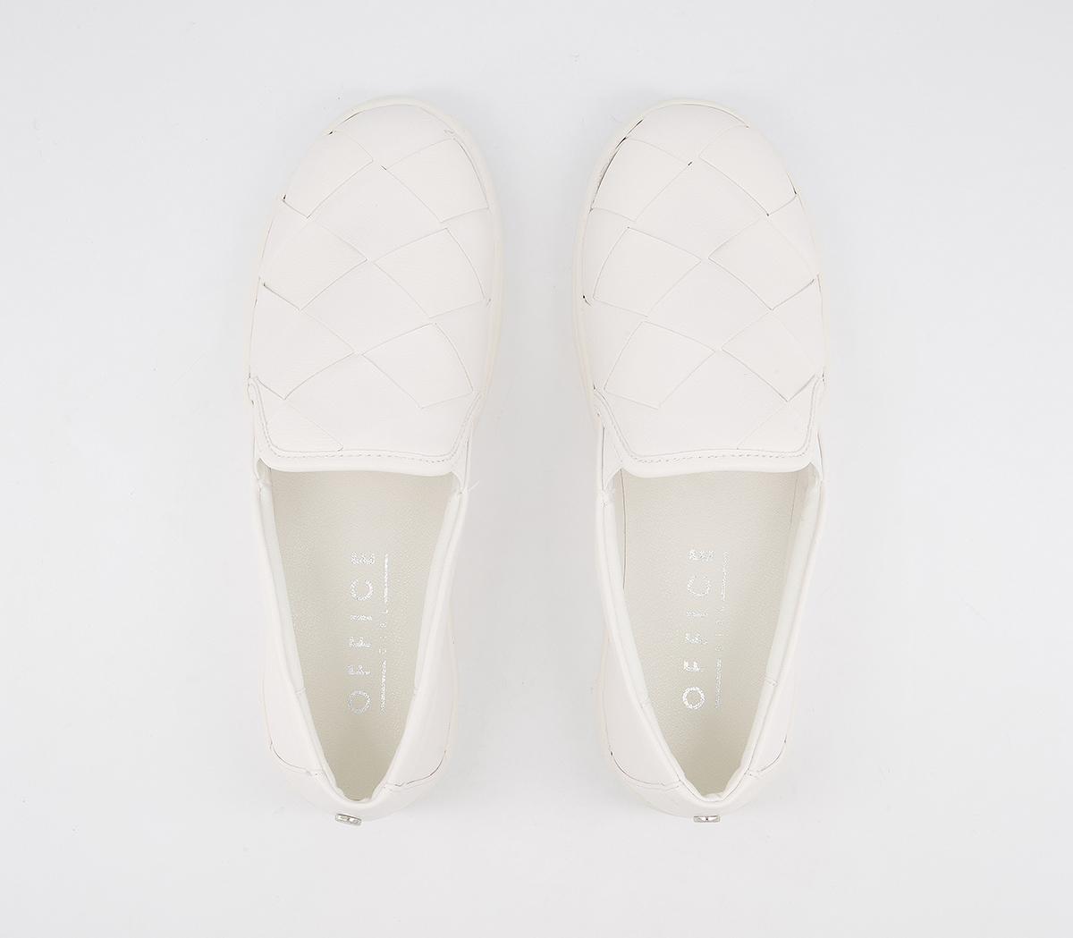 OFFICE Fonzo Woven Slip On Trainers White - Flat Shoes for Women