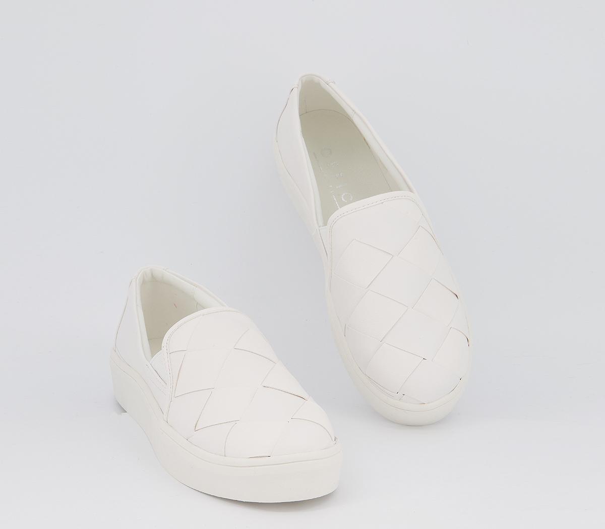 OFFICE Fonzo Woven Slip On Trainers White - Flat Shoes for Women