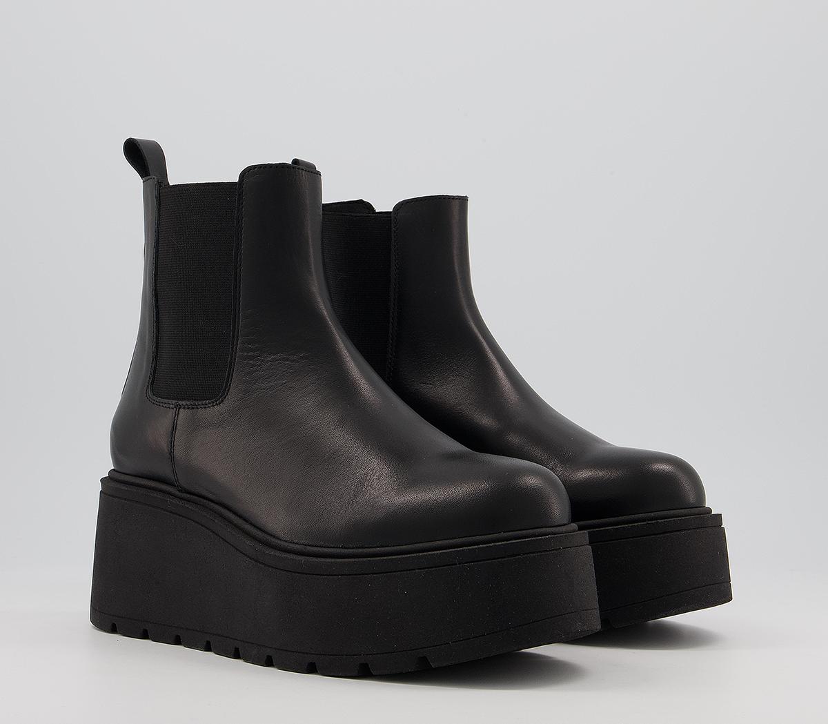 OFFICE Acquire Wedge Chelsea Boots Black Leather - Women's Ankle Boots