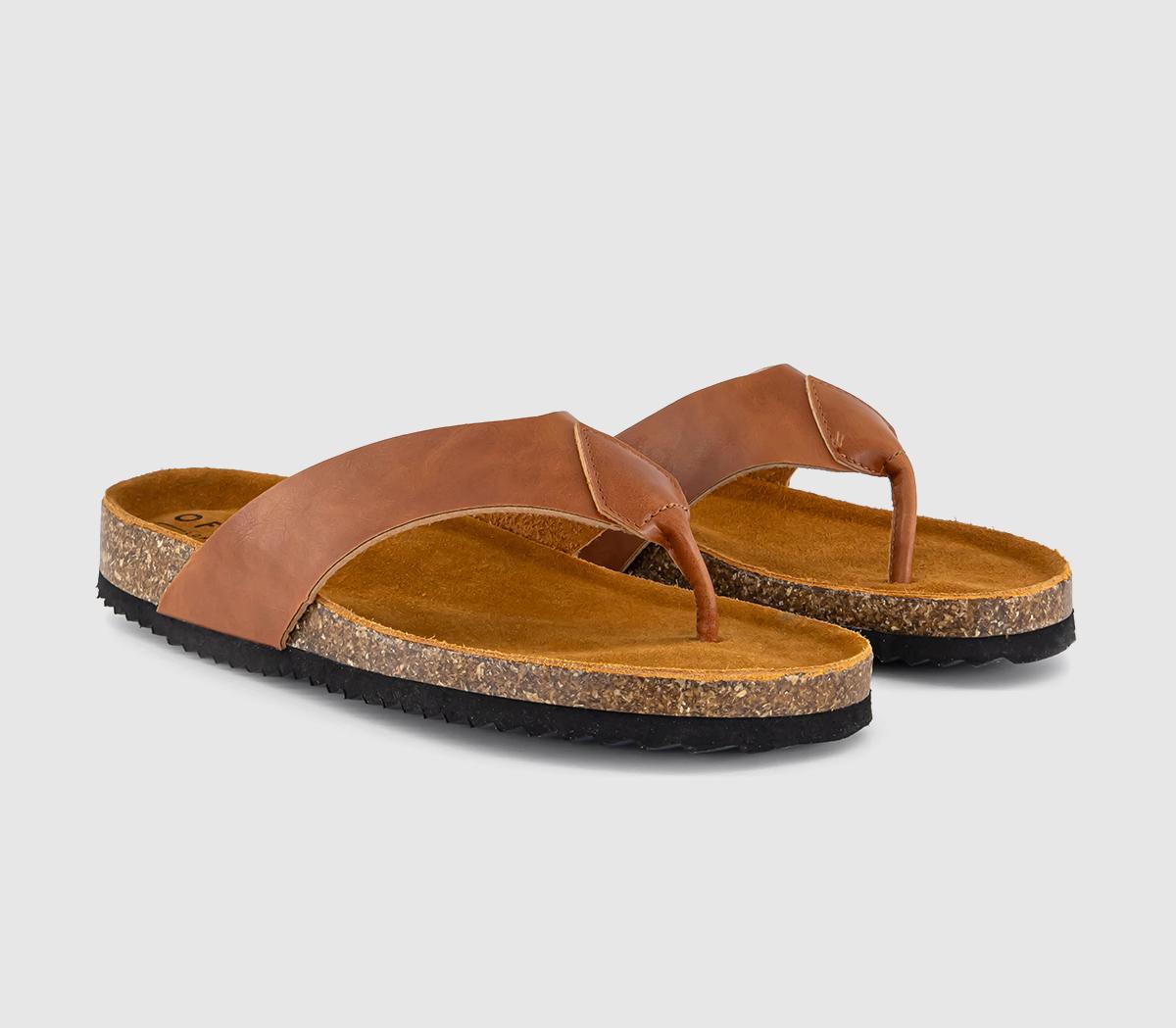 OFFICE Saul Toe Post Sandals Tan - Men’s Sandals