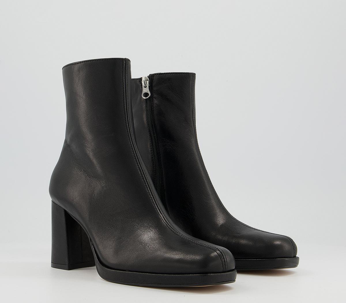 OFFICE Achieve Platform Smart Boots Black Leather - Womens