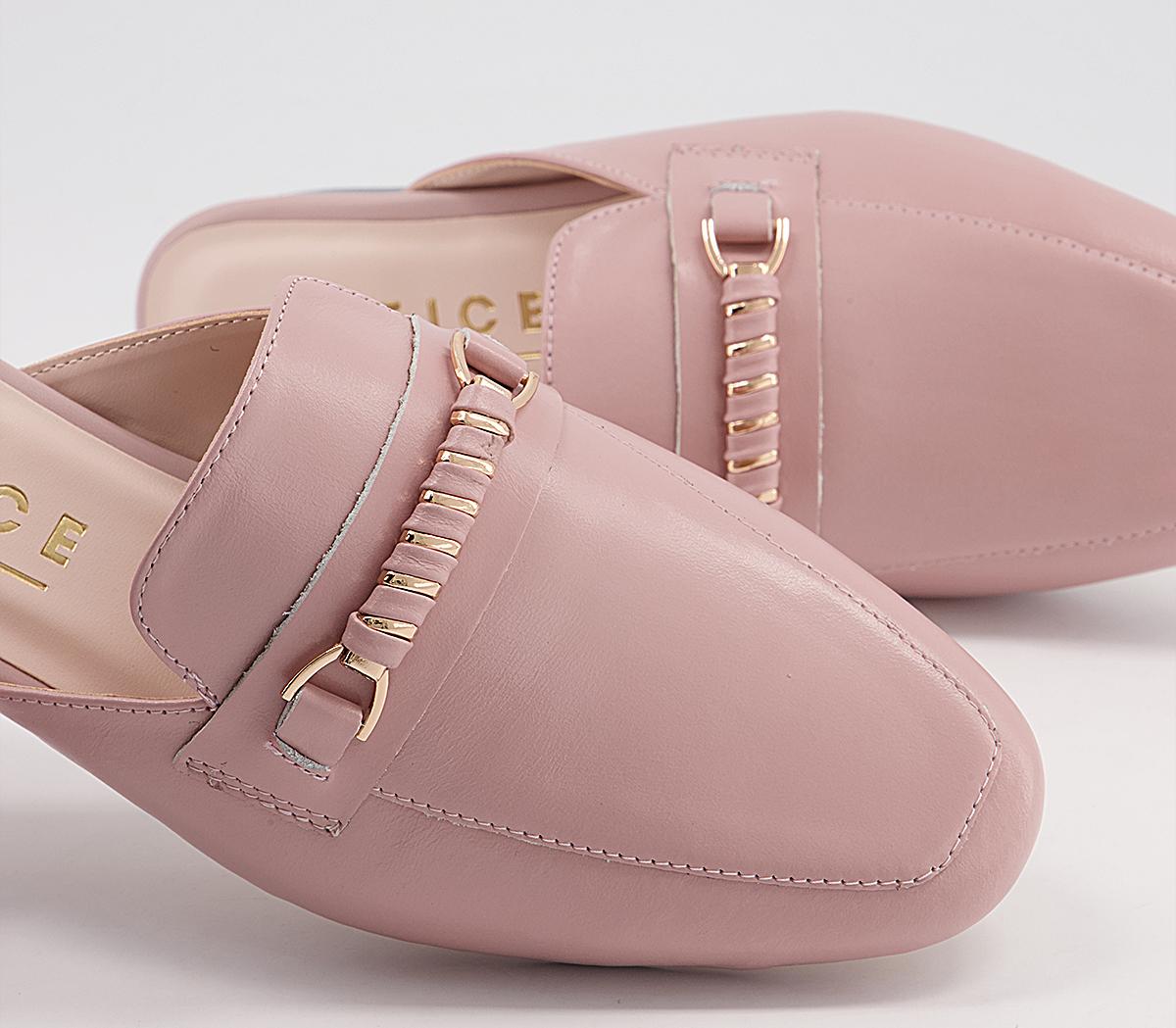 OFFICE Flew Feature Trim Mule Loafers Soft Pink Leather - Flat Shoes ...