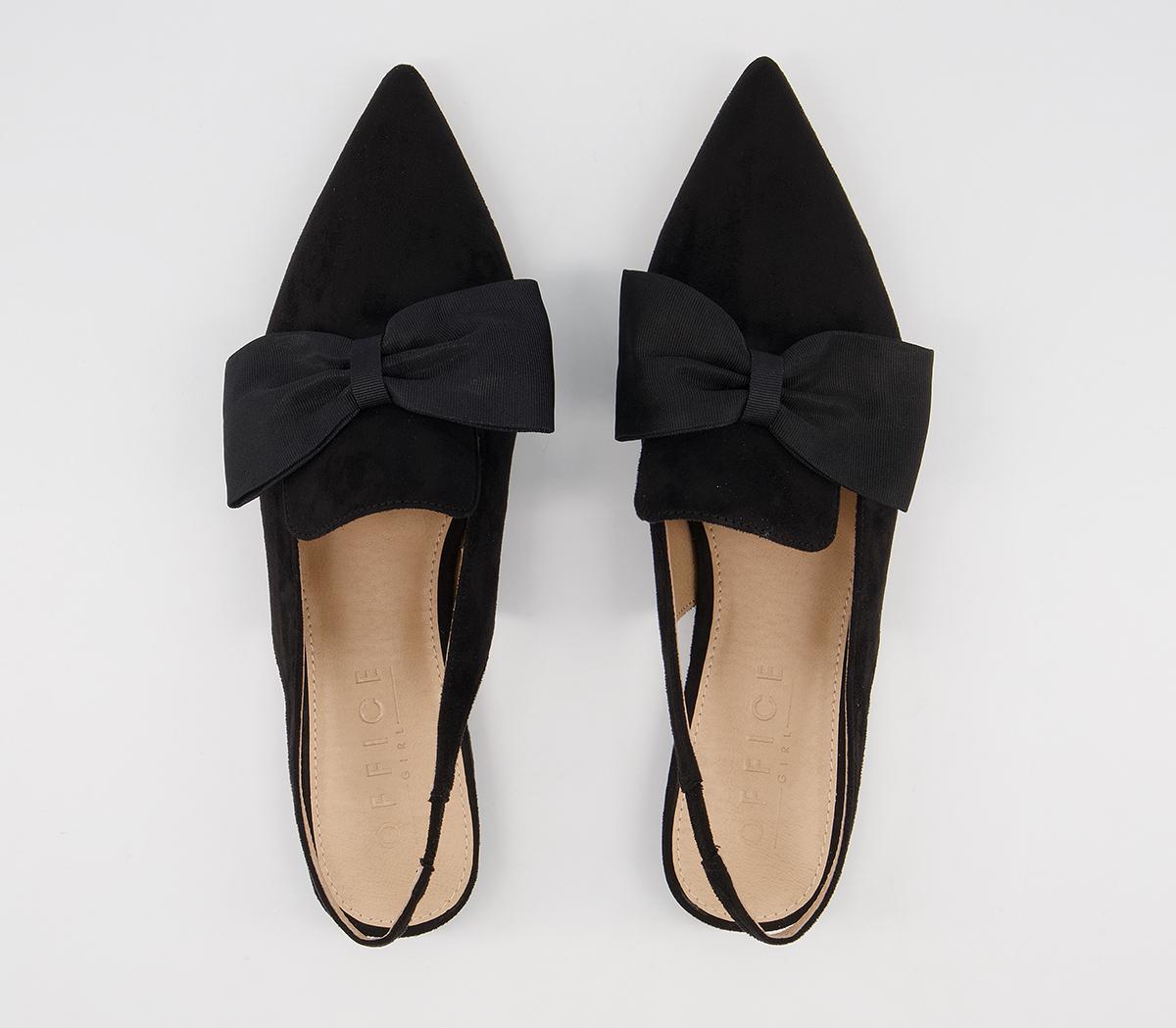 OFFICE Fascination Pointed Bow Sling Back Shoes Black - Flat Shoes for ...