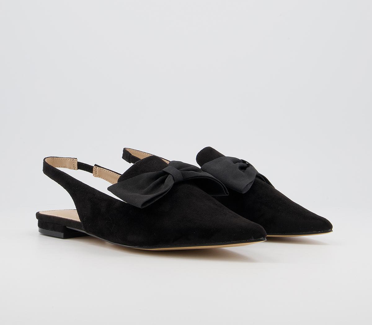 OFFICE Fascination Pointed Bow Sling Back Shoes Black - Flat Shoes for ...