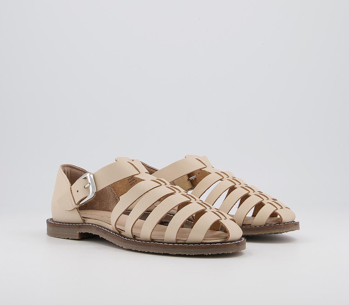 OFFICE Fonder Strappy Geek Shoes Bone Leather - Flat Shoes for Women