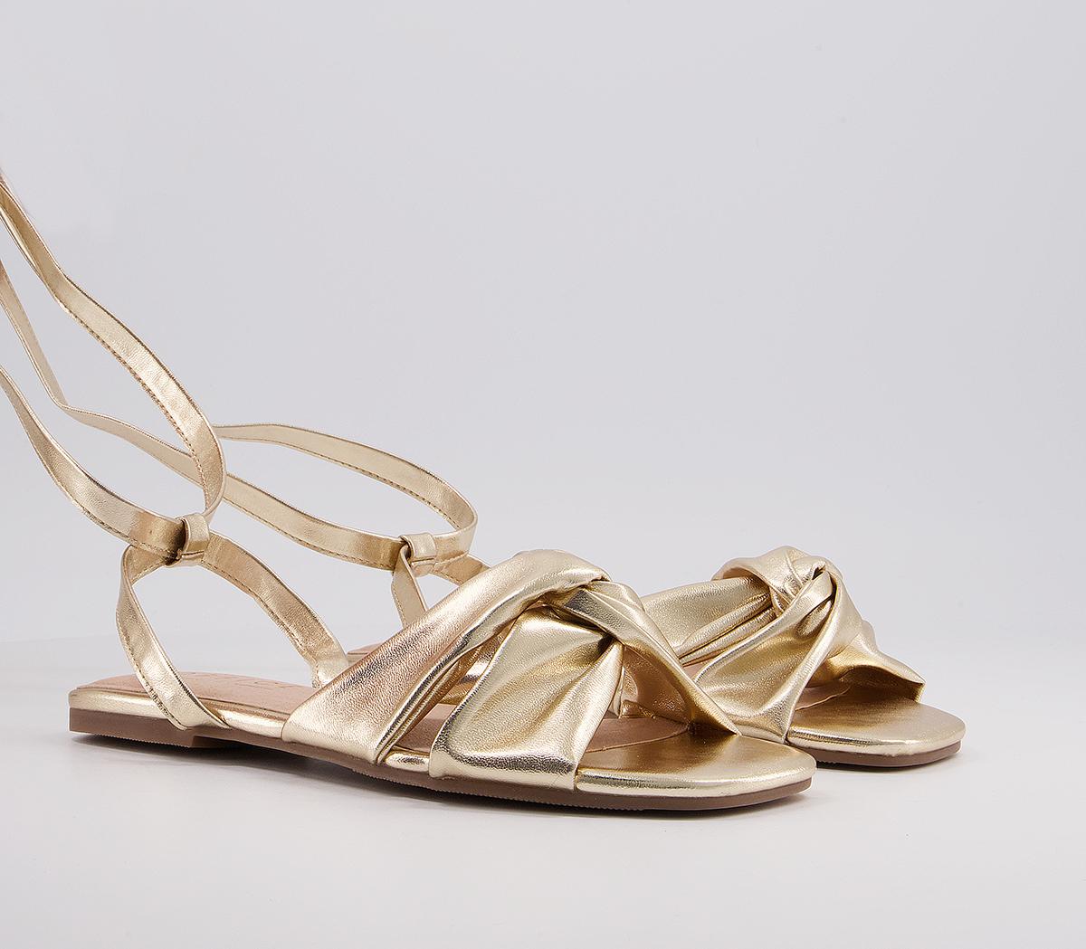 OFFICE Sincerely Soft Ankle Tie Sandals Gold Metallic - Women’s Sandals