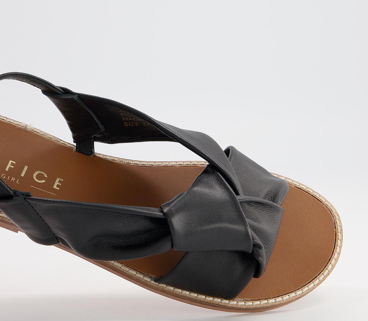 OFFICE Shimmer Soft Tubular Sling Sandals Black Leather - Women’s Sandals