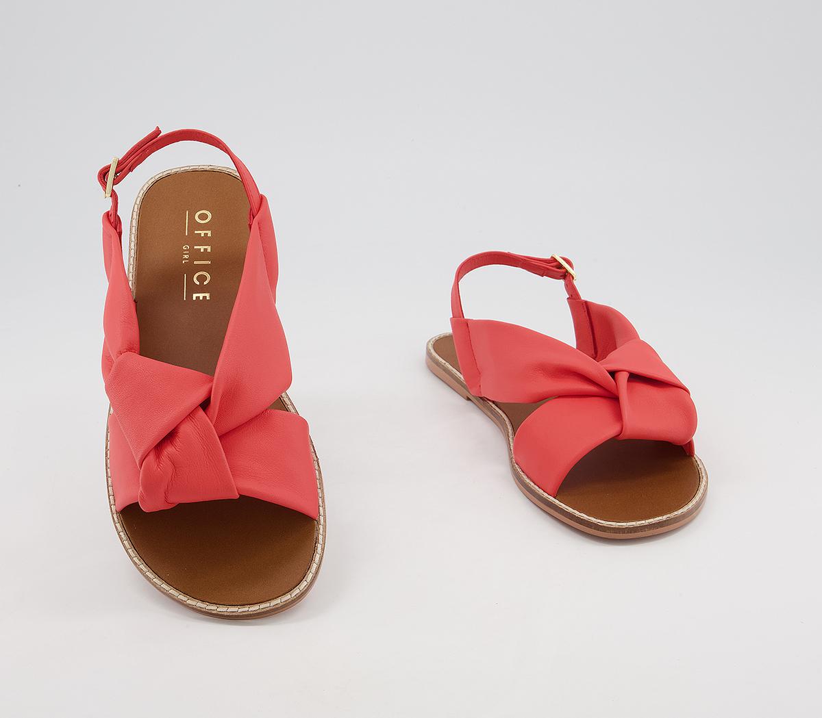 OFFICE Shimmer Soft Tubular Sling Sandals Bright Pink Leather - Women’s ...