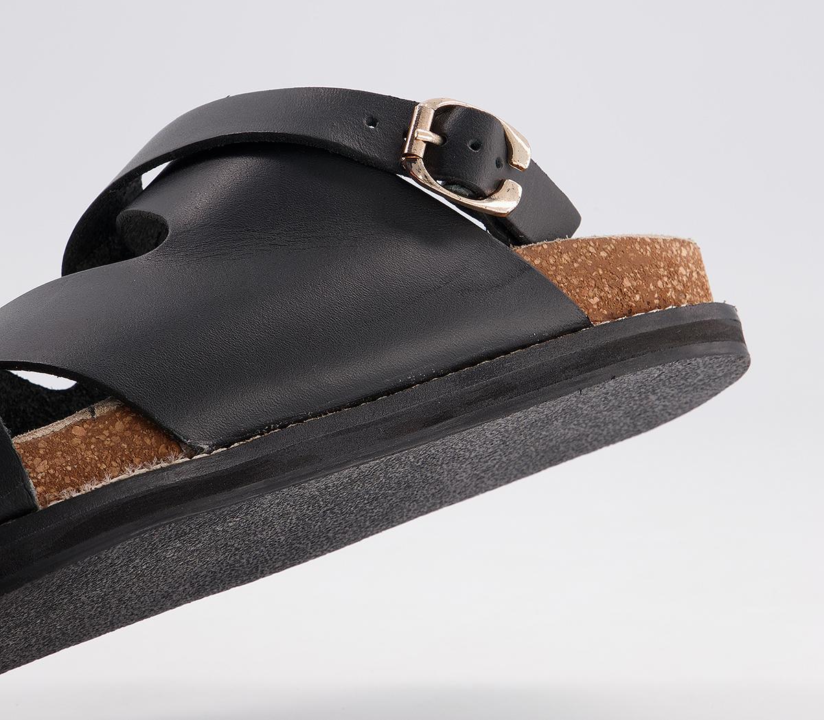 OFFICE Scenic Footbed Sandals Black Leather - Women’s Sandals