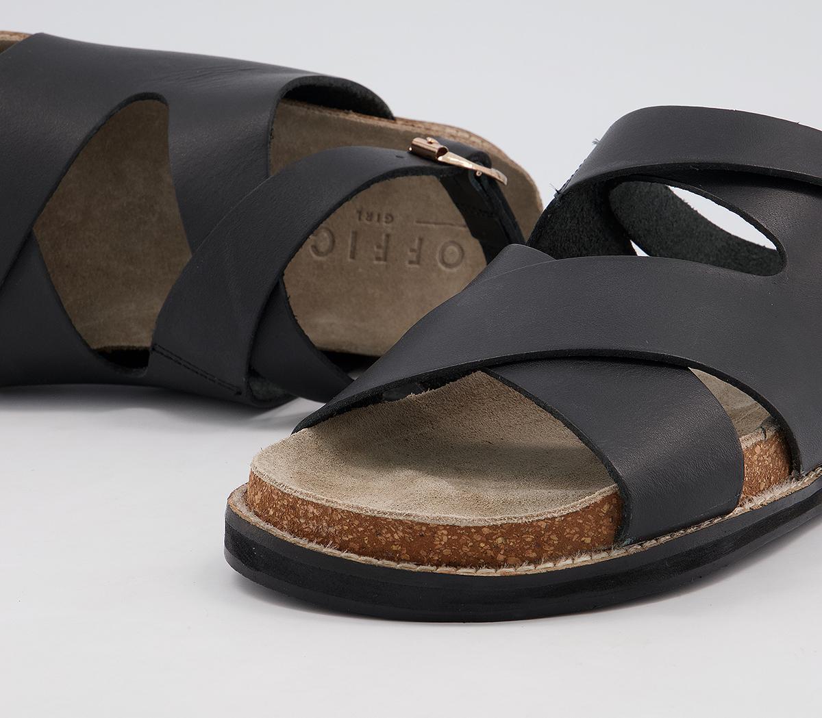 OFFICE Scenic Footbed Sandals Black Leather - Women’s Sandals