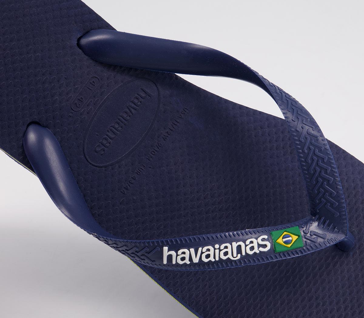 Havaianas Brasil Logo Flip Flops Navy - Men’s Sandals