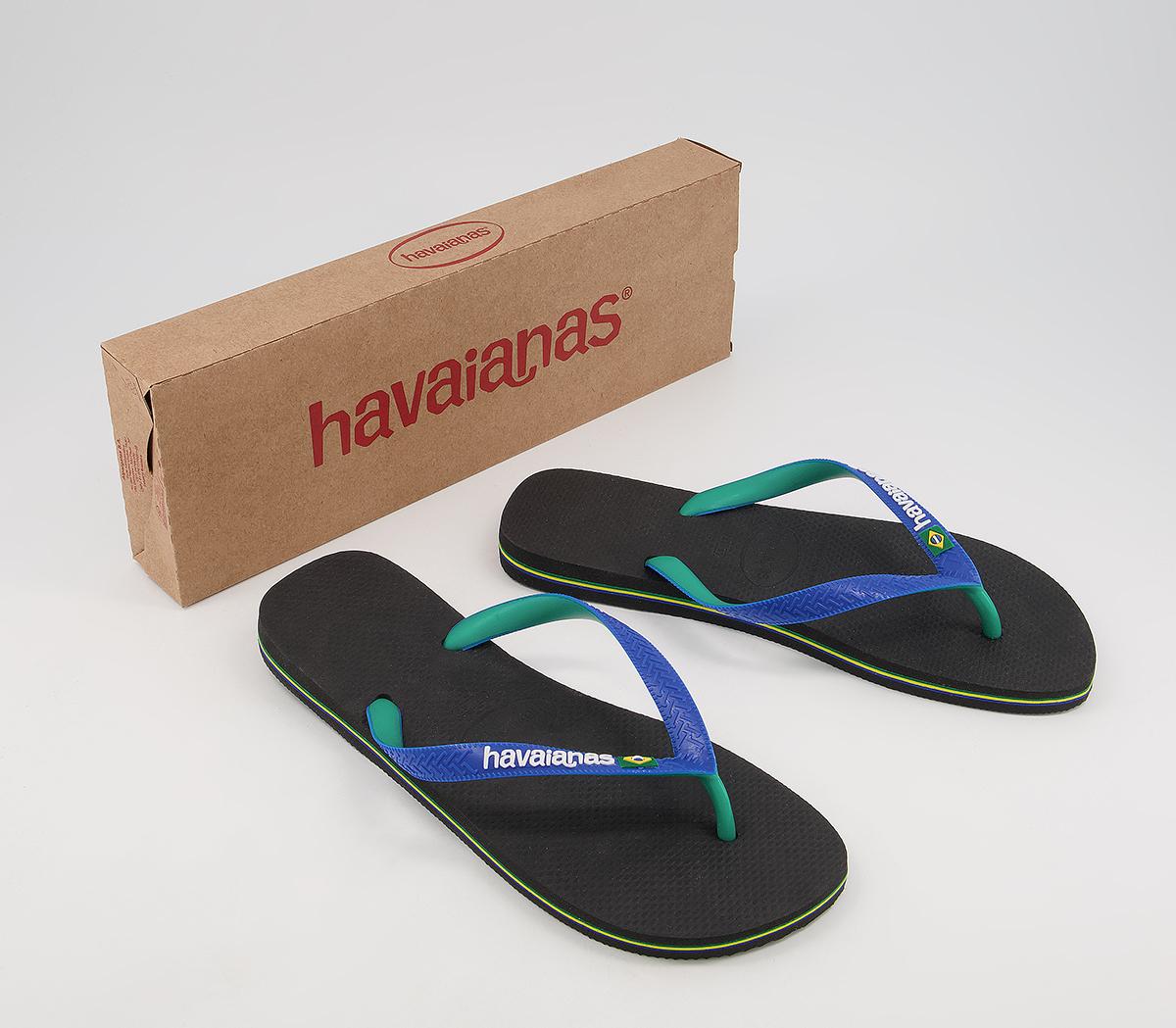 Havaianas Brasil Mix Flip Flops Black Blue Star Mens Flip Flops