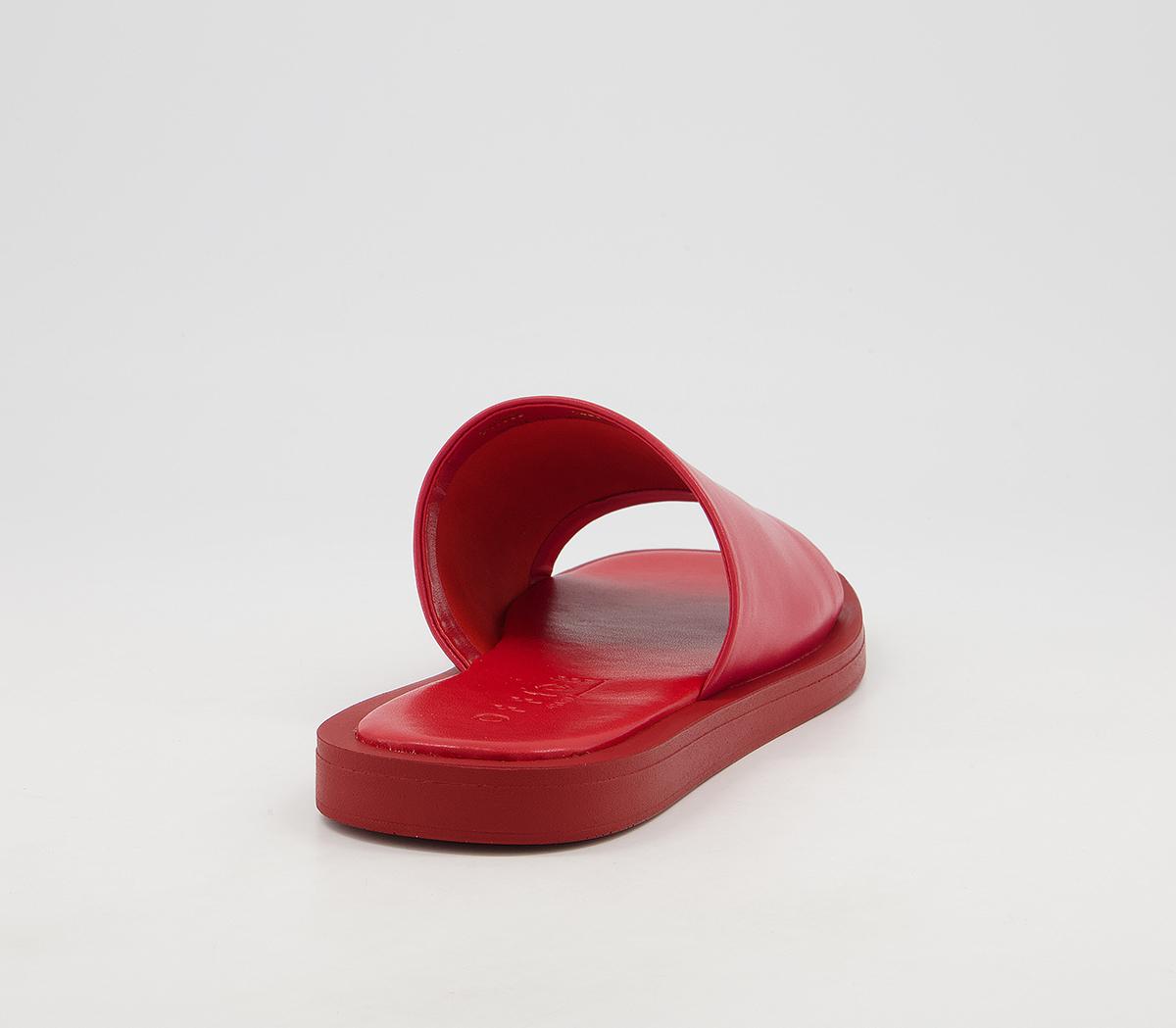 OFFICE Soften Leather Mules Red Leather - Women’s Sandals