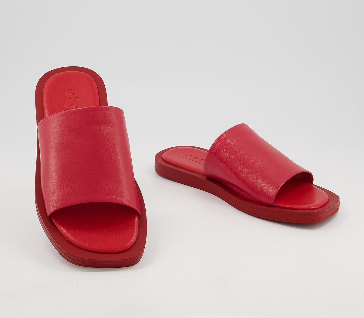 OFFICE Soften Leather Mules Red Leather - Women’s Sandals