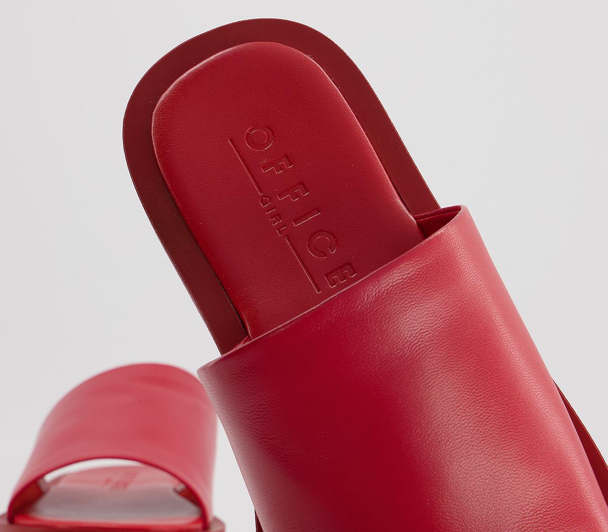 OFFICE Soften Leather Mules Red Leather - Women’s Sandals