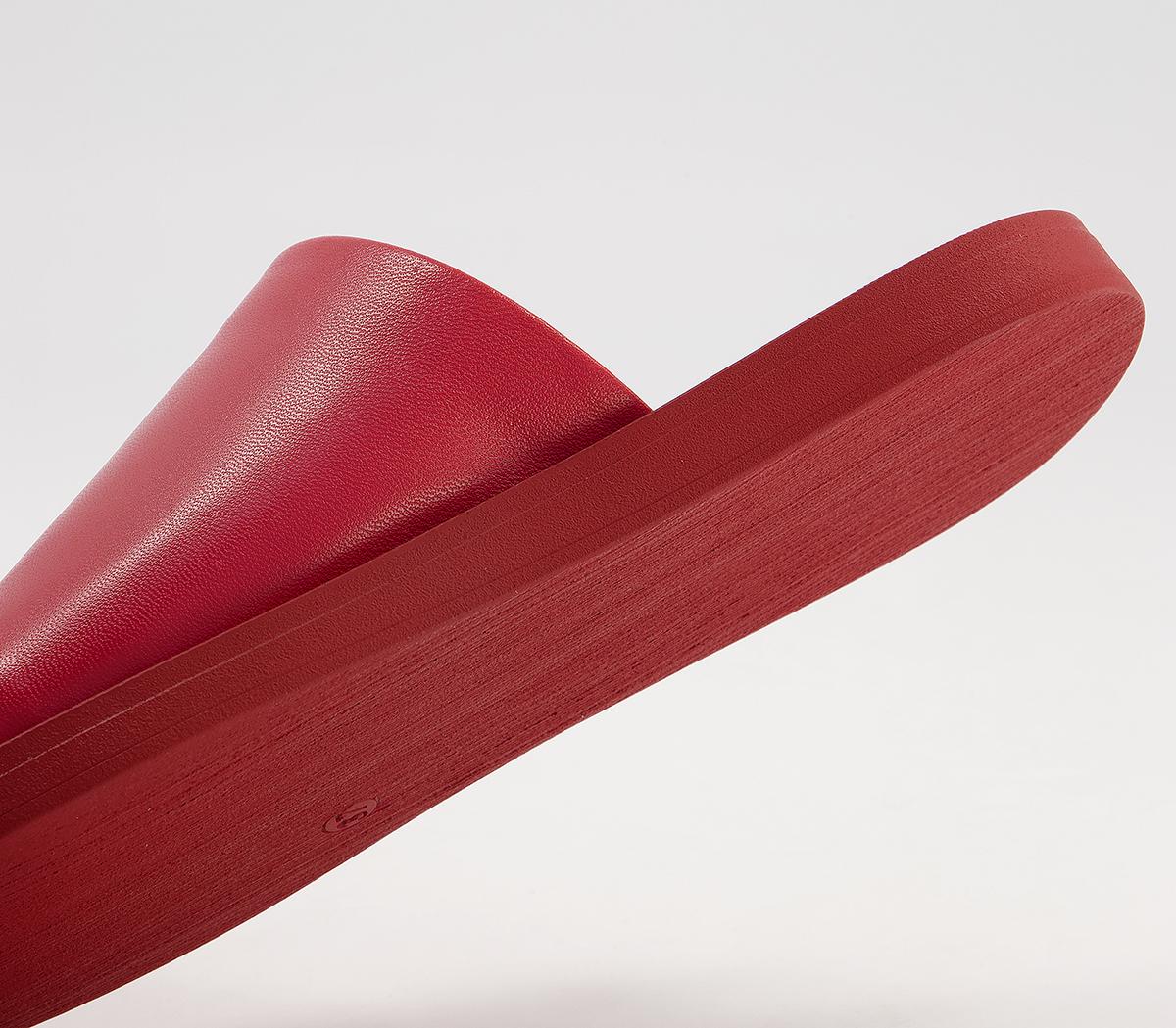 OFFICE Soften Leather Mules Red Leather - Women’s Sandals