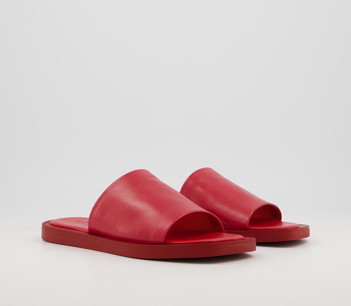 OFFICE Soften Leather Mules Red Leather - Women’s Sandals