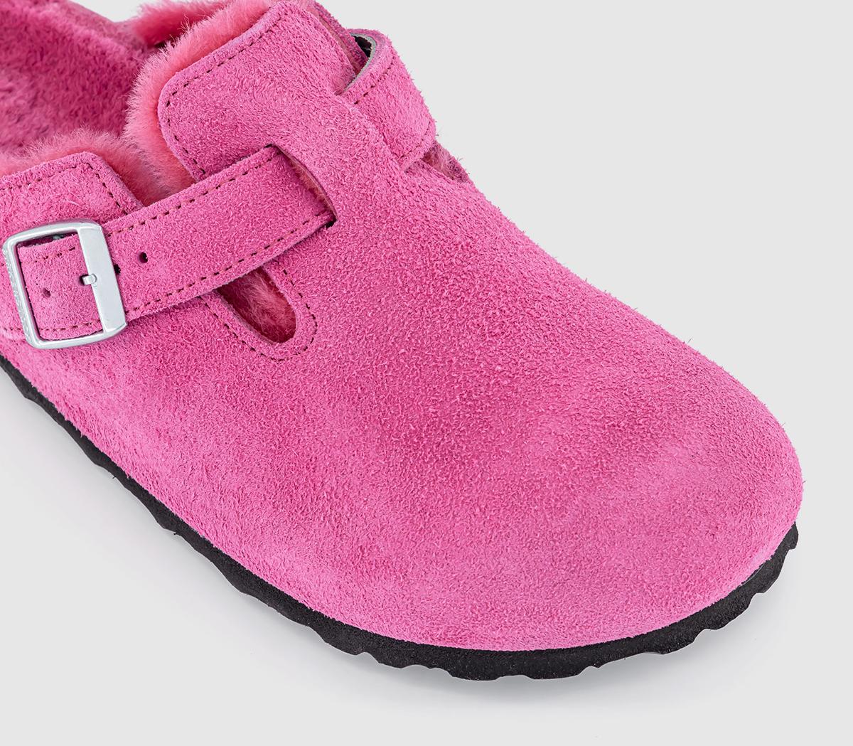 BIRKENSTOCK Boston Shearling Clogs Fuchsia Tulip - Slides & Sandals